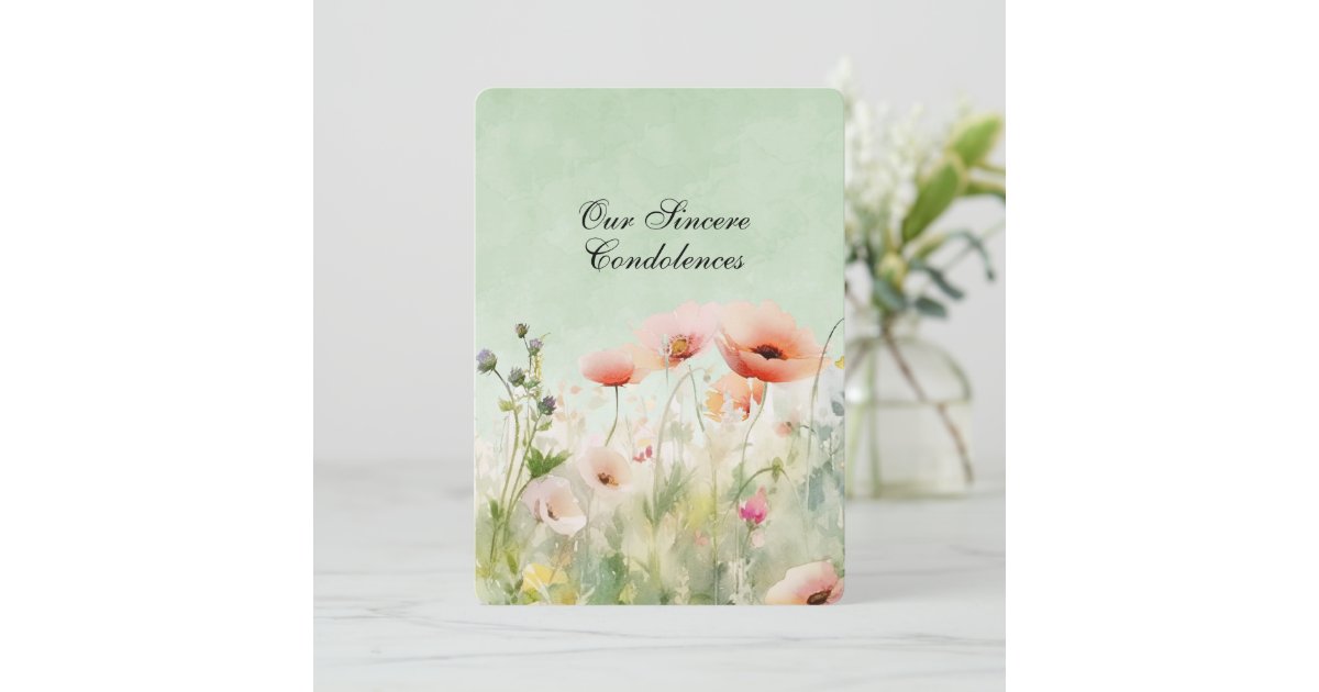 Our Sincere Condolences Note Card | Zazzle