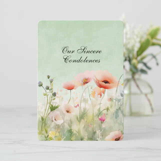 Our Sincere Condolences Note Card | Zazzle
