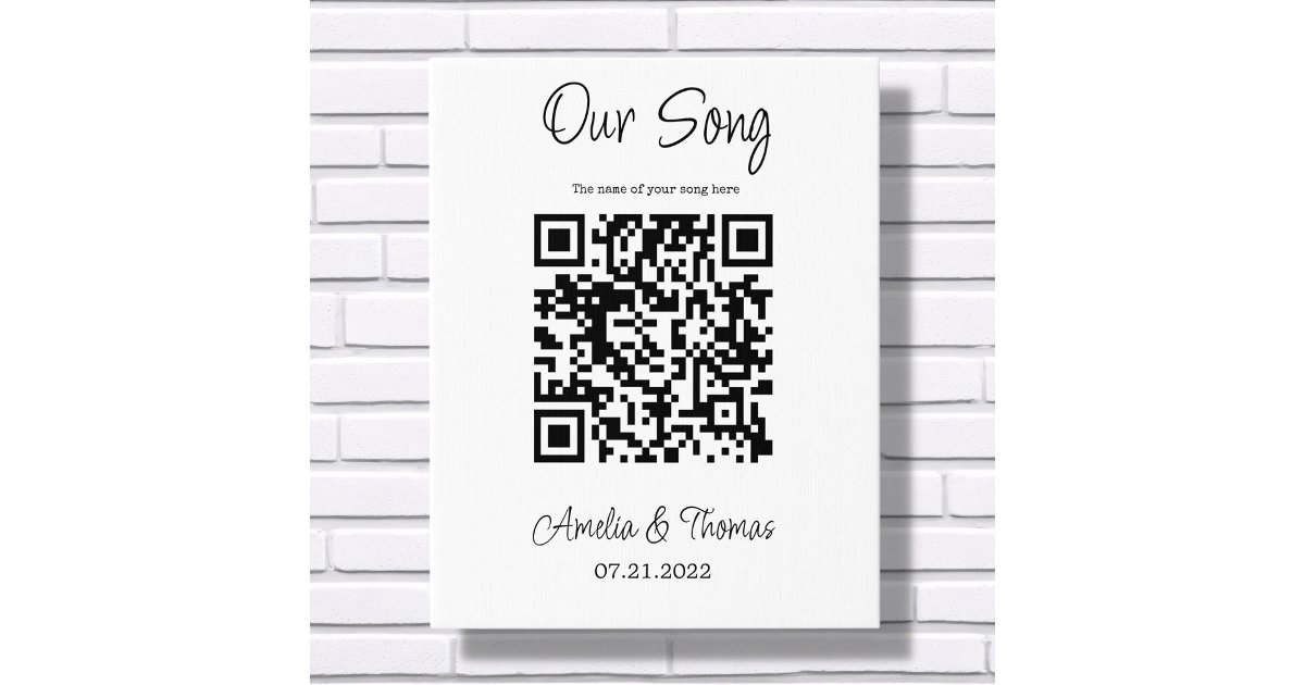 Our Song QR Code | Personalized Keepsake Faux Canvas Print | Zazzle