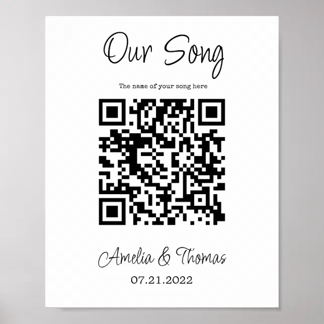 Our Song QR Code | Personalized Keepsake Poster | Zazzle