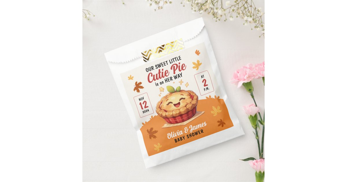 Our Sweet Little Cutie Pie Fall Baby Shower Favor Bag | Zazzle