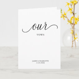 Our Vows Card Minimalist Script Vow Card | Zazzle