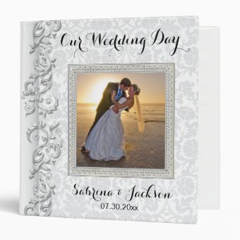 Our Wedding Day | Beautiful Damask 3 Ring Binder | Zazzle