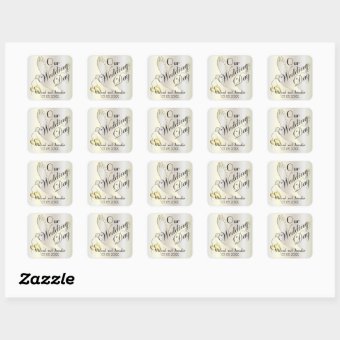 Our Wedding Day | Personalized Square Sticker | Zazzle