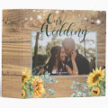 Our Wedding Rustic Wood Sunflower Photo Planner 3 Ring Binder | Zazzle