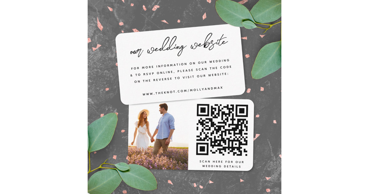 Our Wedding Website | QR Code Simple Photo RSVP Enclosure Card | Zazzle
