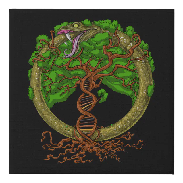 Ouroboros Snake Tree Of Life Faux Canvas Print | Zazzle