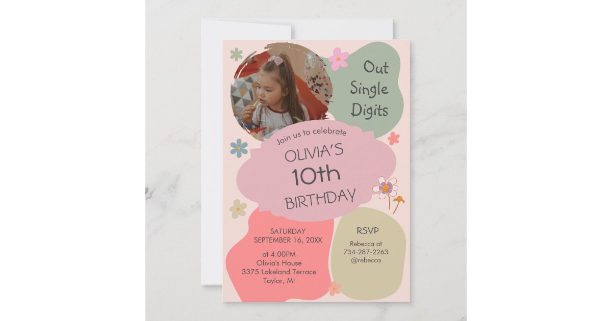 Out of Single Digits 10th Birthday Invitation | Zazzle