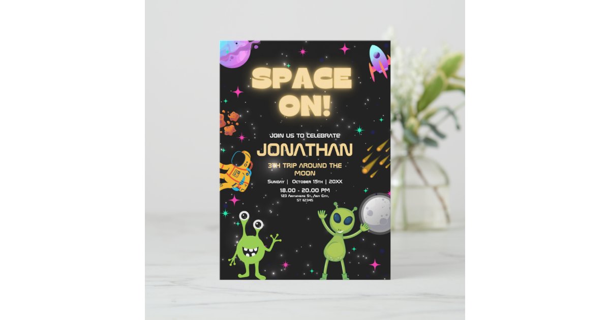 Out of this World Alien Birthday Alien UFO Invitation | Zazzle