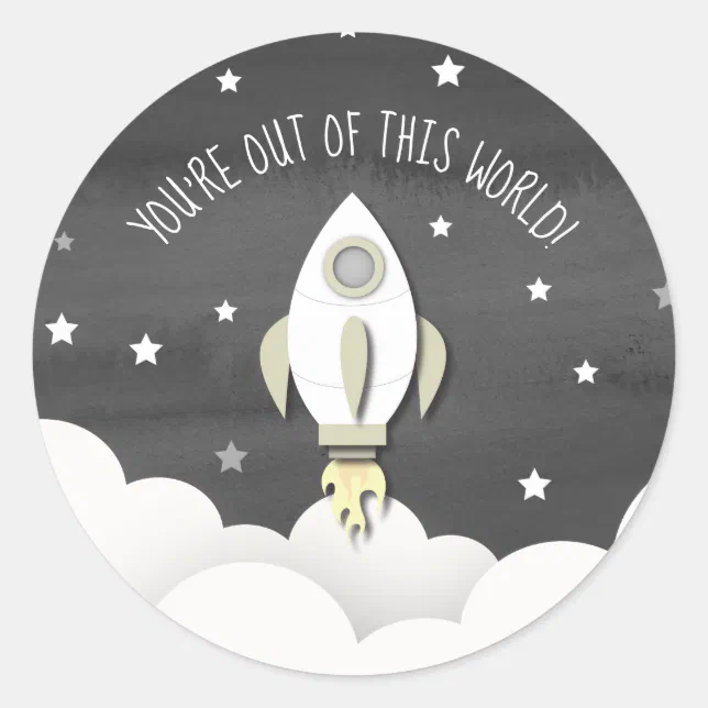 Out Of This World Outer Space Rocket Kid Valentine Classic Round ...