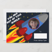 Out of this World Rocket Classroom Valentines Day Holiday Card | Zazzle
