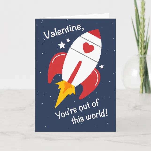 Out of This World Rocket Valentine Card | Zazzle