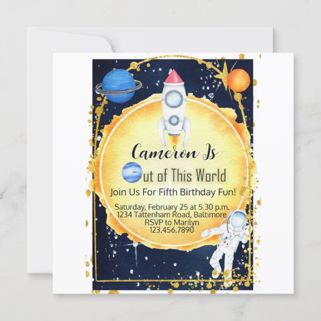 Out of this World Space Birthday Invitation Kids | Zazzle