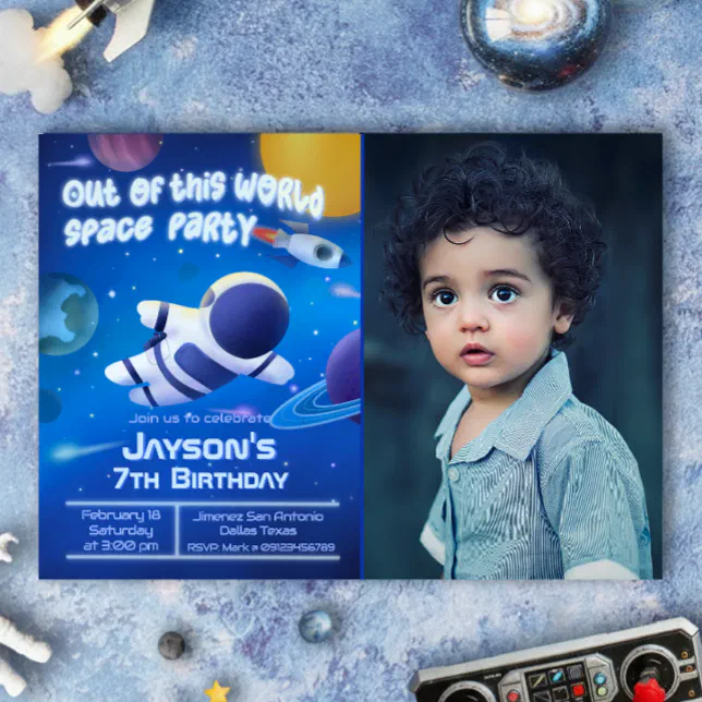 Out of this World Space Party with Photo Invitation | Zazzle