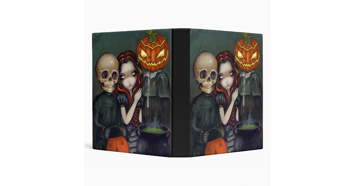 Out Trick-or-Treating BINDER Halloween Skull Witch | Zazzle