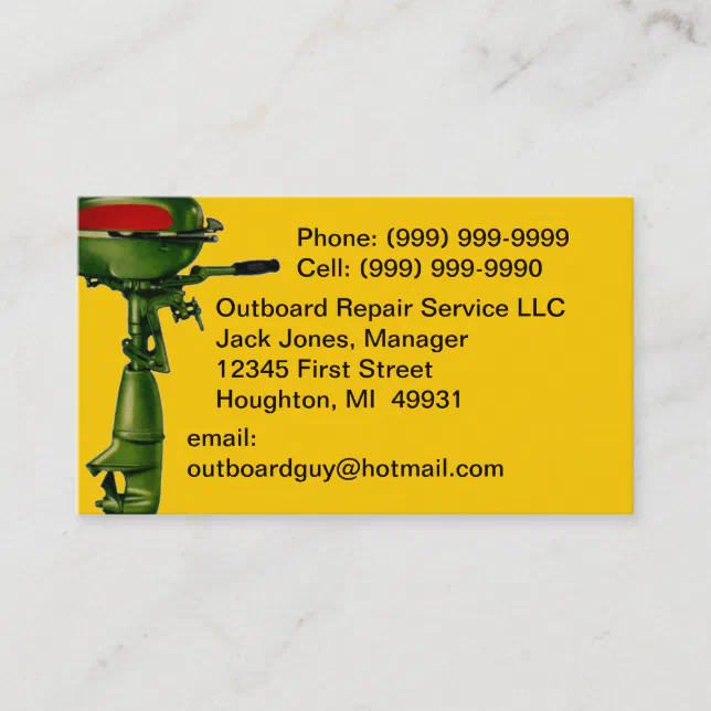 Outboard Motor Repair Service Engine Business Card | Zazzle