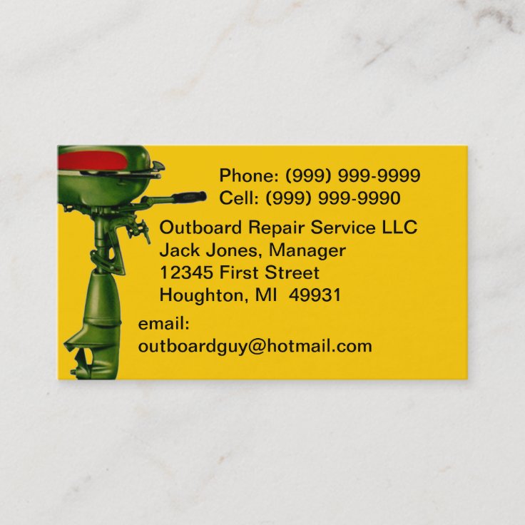 Outboard Motor Repair Service Engine Business Card | Zazzle