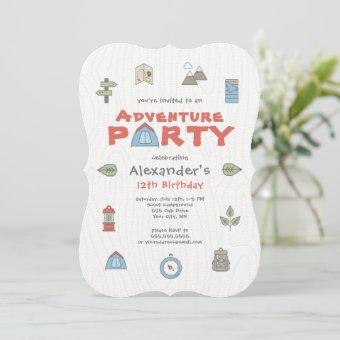 Outdoor Adventure Camping Hiking Kid's Party Invitation | Zazzle