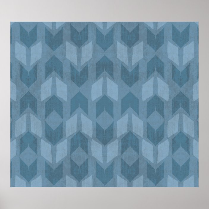 Outdoor Geo Step | Blue Arrow Pattern Poster | Zazzle.com