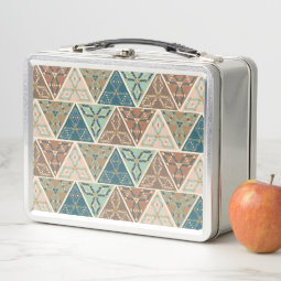 Outdoor Geo Step | Geometric Pattern Metal Lunch Box | Zazzle