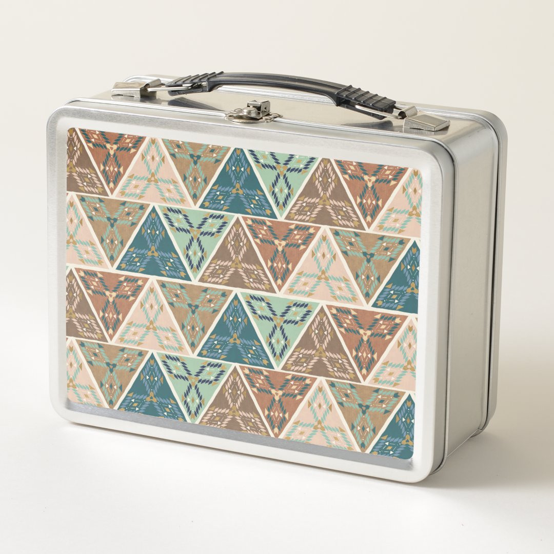 Outdoor Geo Step | Geometric Pattern Metal Lunch Box | Zazzle