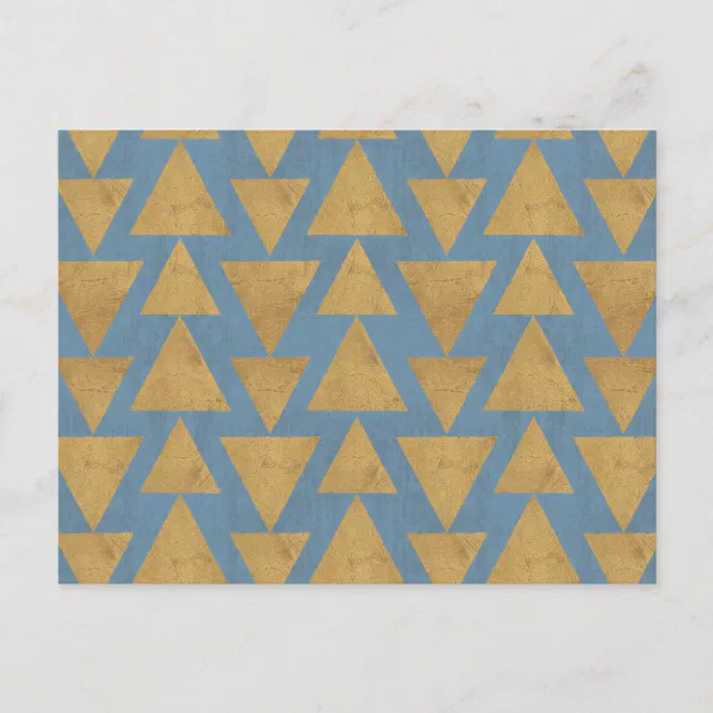 Outdoor Geo Step | Gold & Blue Pattern Postcard | Zazzle