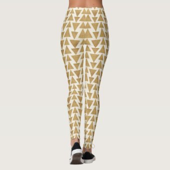 Outdoor Geo Step | Gold Geometric Pattern Leggings | Zazzle