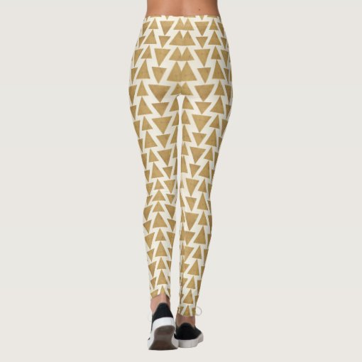 Outdoor Geo Step | Gold Geometric Pattern Leggings | Zazzle