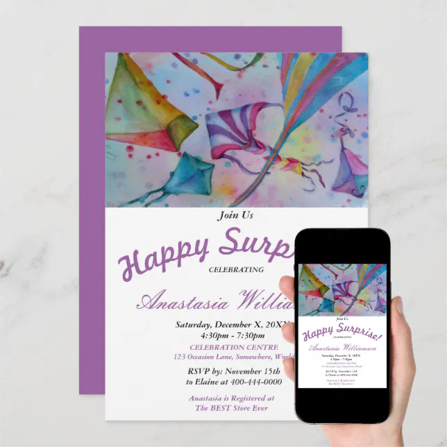 OUTDOOR KITE FLYING SURPRISE PARTY INVITATION | Zazzle