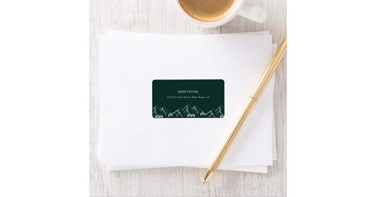 Outdoor Mountains Pine Tree Emerald Green Address Label | Zazzle