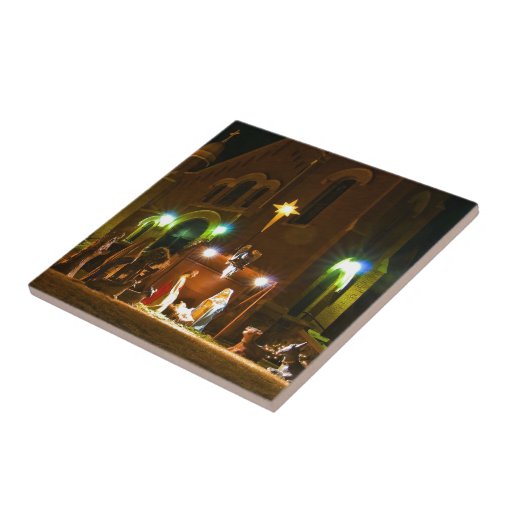 Outdoor nativity scene ceramic tile | Zazzle
