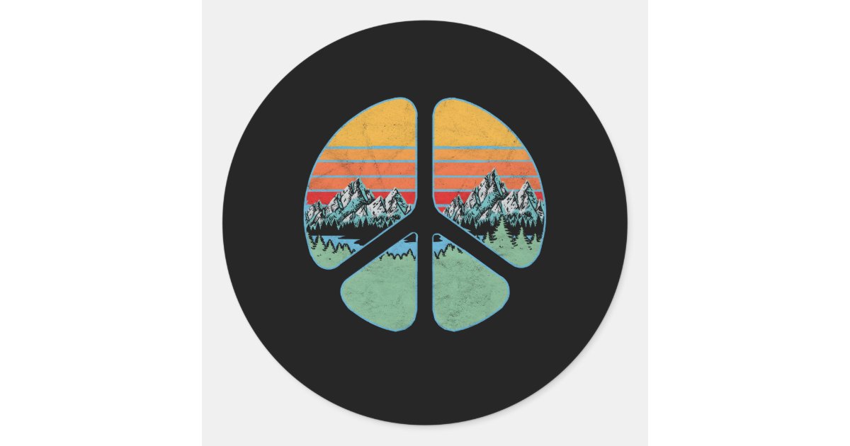 Outdoor Peace Sign Symbol Nature Classic Round Sticker | Zazzle