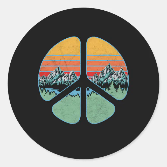 Outdoor Peace Sign Symbol Nature Classic Round Sticker | Zazzle