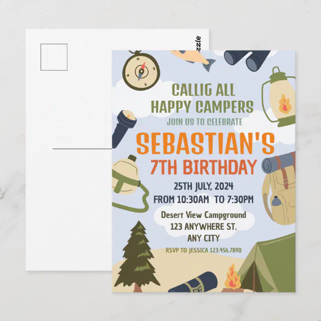 Outdoor Smores Camp Out Birthday Postcard | Zazzle