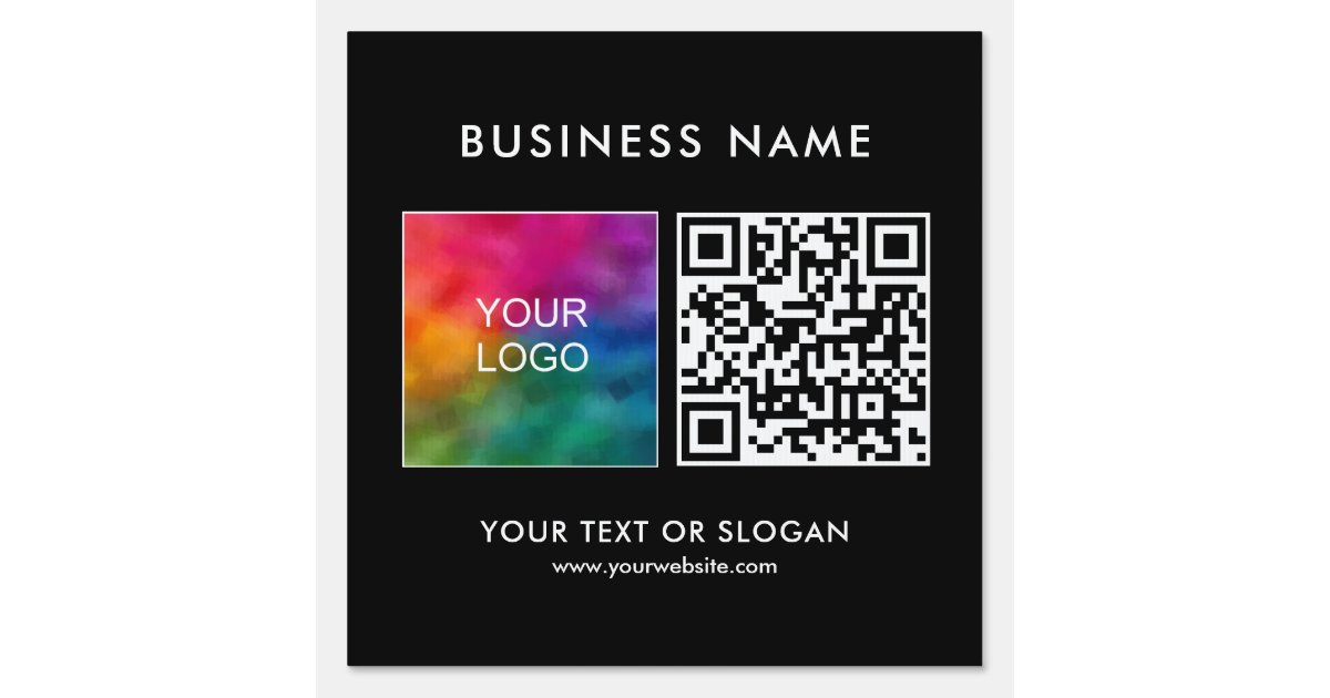 Outdoor Template Company Logo QR Code Square Yard Sign | Zazzle