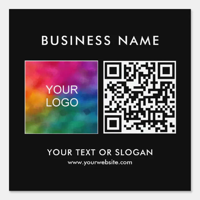 Outdoor Template Company Logo QR Code Square Yard Sign | Zazzle