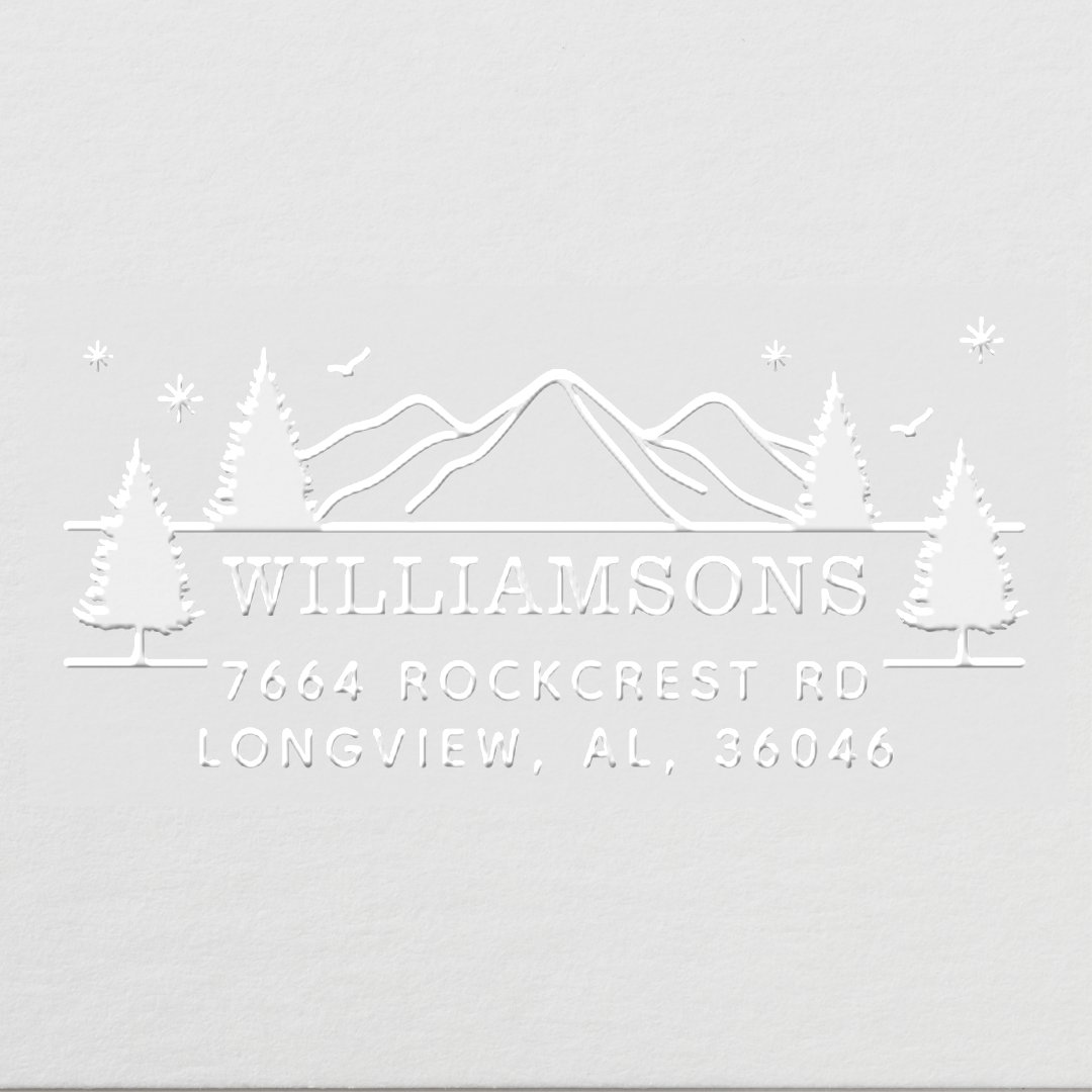 Outdoor Wilderness Forest Mountain Family Address Embosser | Zazzle