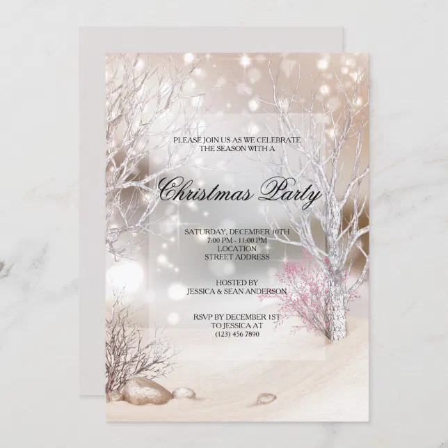 Outdoor Winters Scene Christmas Party Invitation | Zazzle