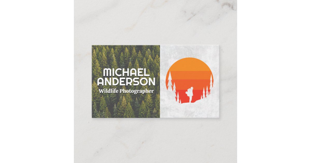 Outdoors | Hiker Logo | Forrest Business Card | Zazzle