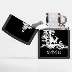 Outdoorsman Silhouette Stag Deer nature art Zippo Lighter | Zazzle