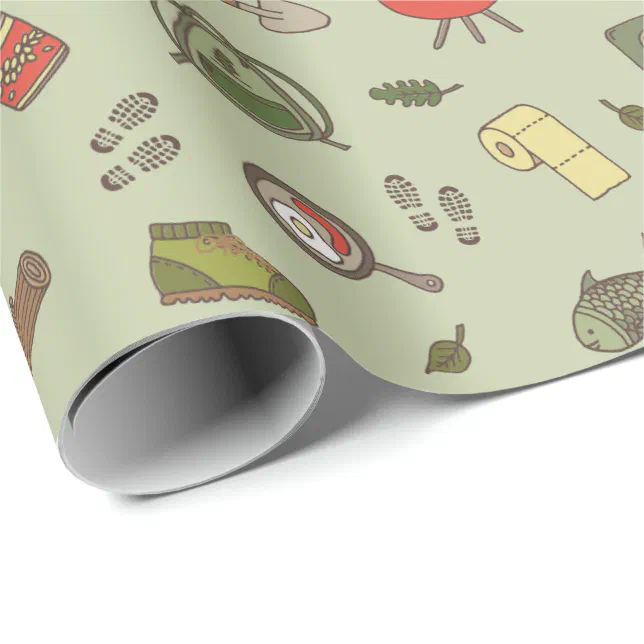 Outdoorsy Adventure Woodland Wilderness Pattern Wrapping Paper | Zazzle