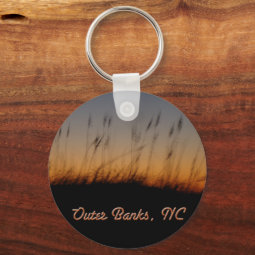 Outer Banks NC Sea Oats and Dunes at Sunset Keychain | Zazzle