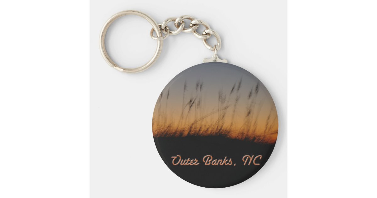 Outer Banks NC Sea Oats and Dunes at Sunset Keychain | Zazzle.com