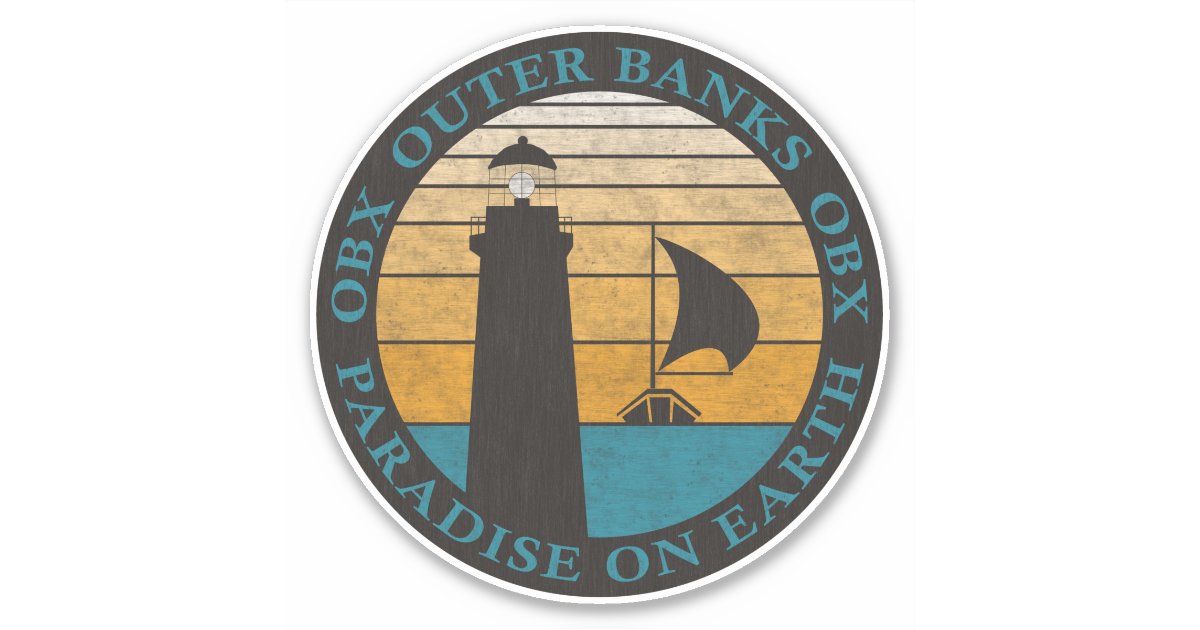 Outer Banks OBX Sunset Black Aqua Vintage Sticker | Zazzle