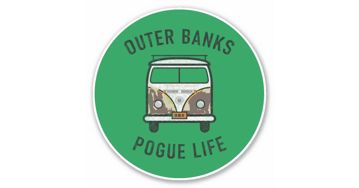 Outer Banks Van Pogue Life OBX Vintage (Green) Sticker | Zazzle