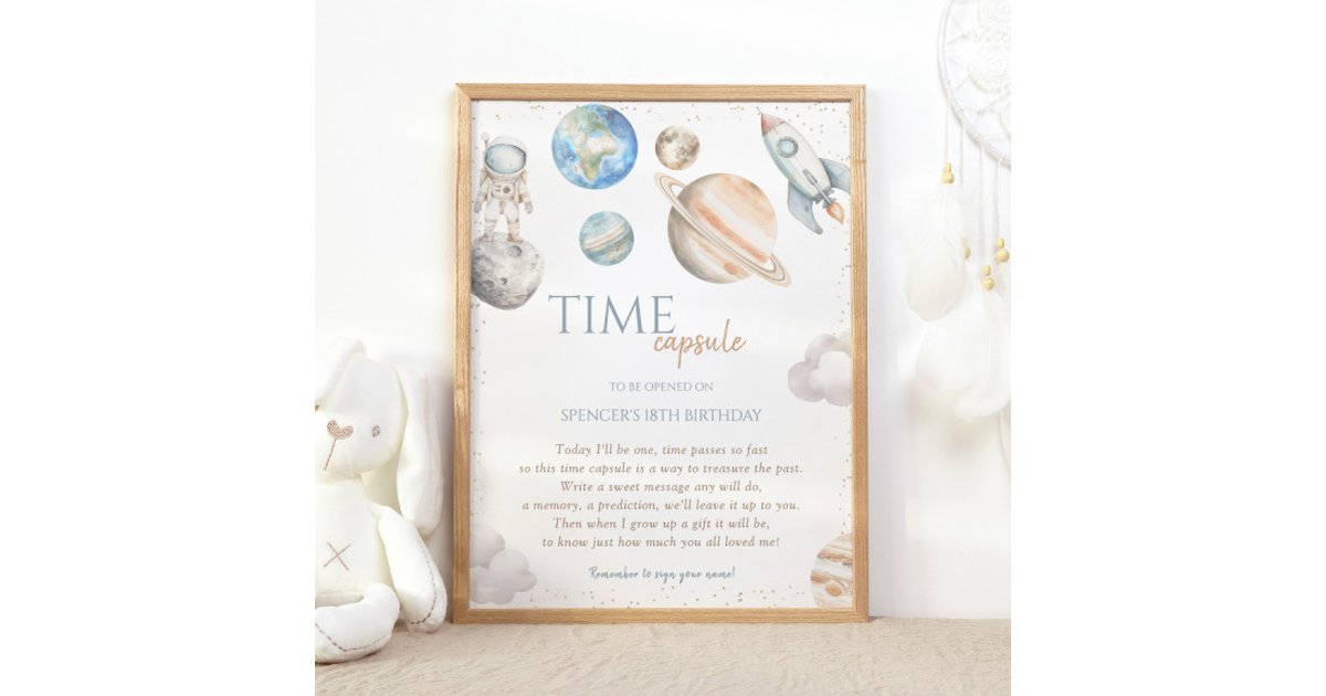 Outer Space 1st Birthday First Trip Around the Sun Poster | Zazzle