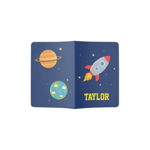 Outer Space Adventure Rocket Kids Personalized Passport Holder | Zazzle