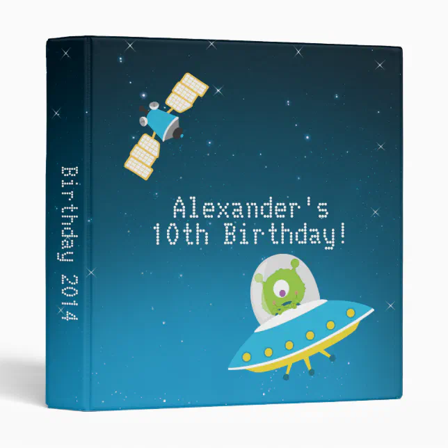 Outer Space Alien Boy Birthday Photo Album Binder | Zazzle