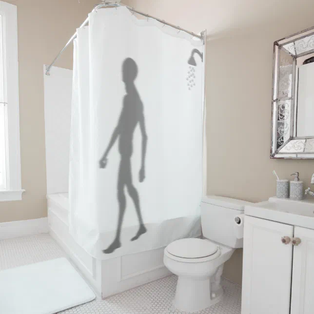 Outer Space Alien Scary Funny Silhouette Shadow Shower Curtain | Zazzle