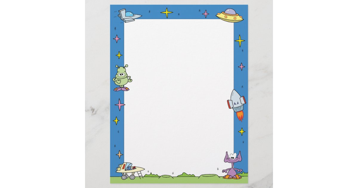 Outer Space Aliens Letterhead | Zazzle